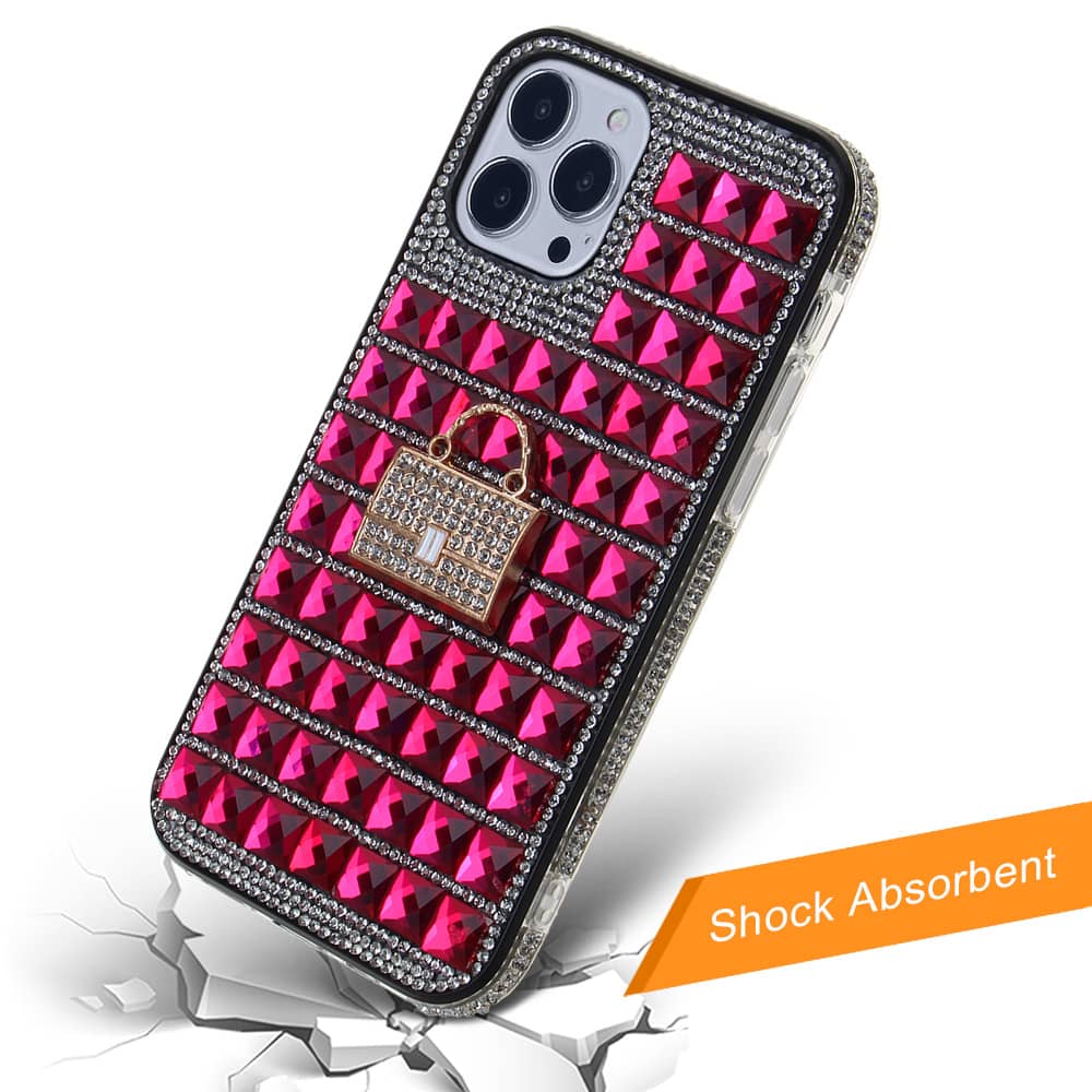 Crystal Stones Case con cinco adornos HOT PINK – Celovendo Xela