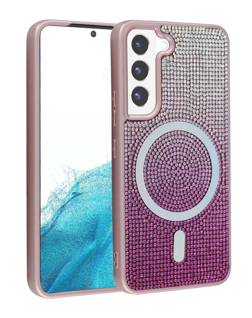 Tapa trasera con carga inalambrica Bling Diamond Crystal - PINK Galaxy ...