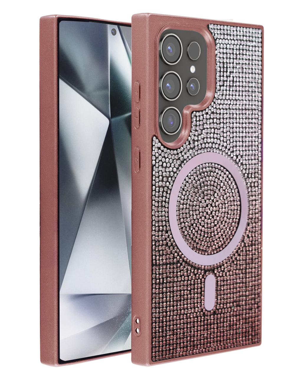 Tapa trasera con carga inalambrica Bling Diamond Crystal PINK Galaxy S ...